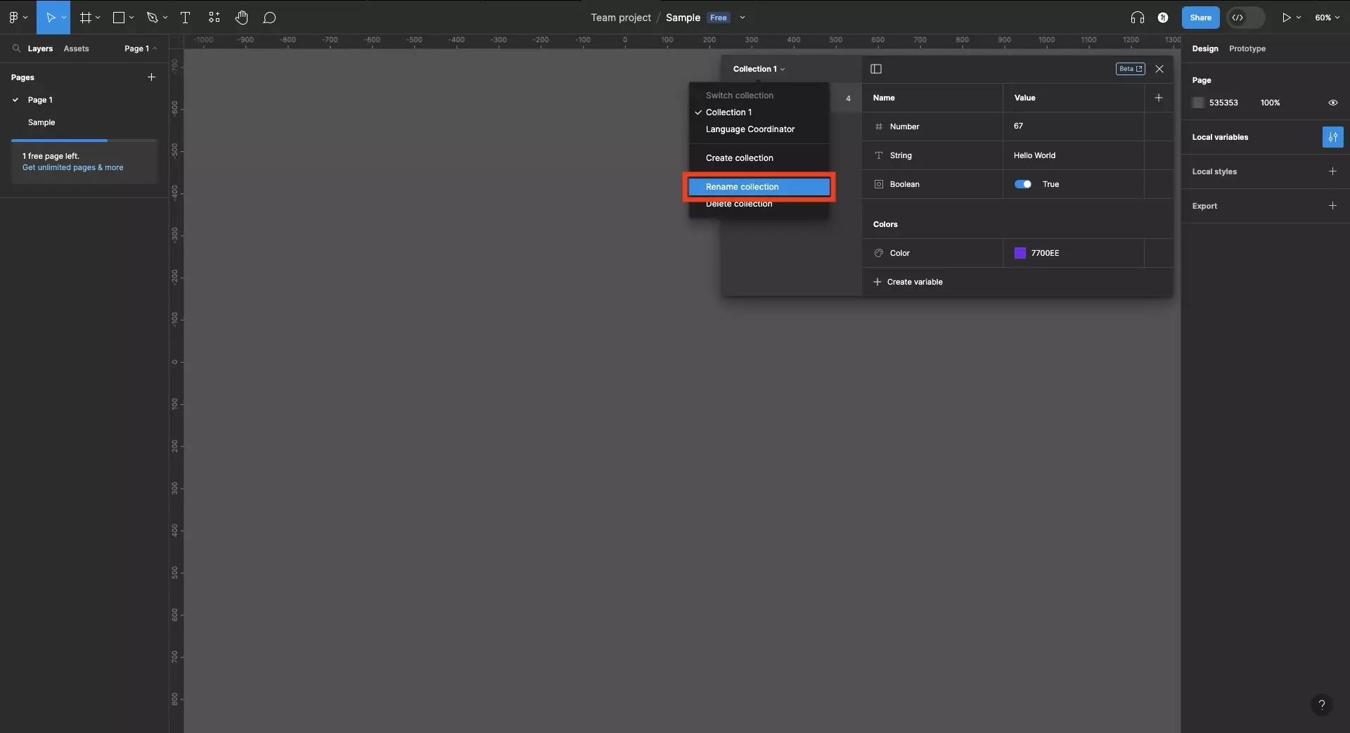How To Rename A Variable Collection In Figma