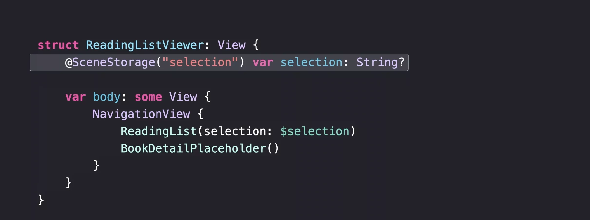 SwiftUI SceneStorage Property Wrapper