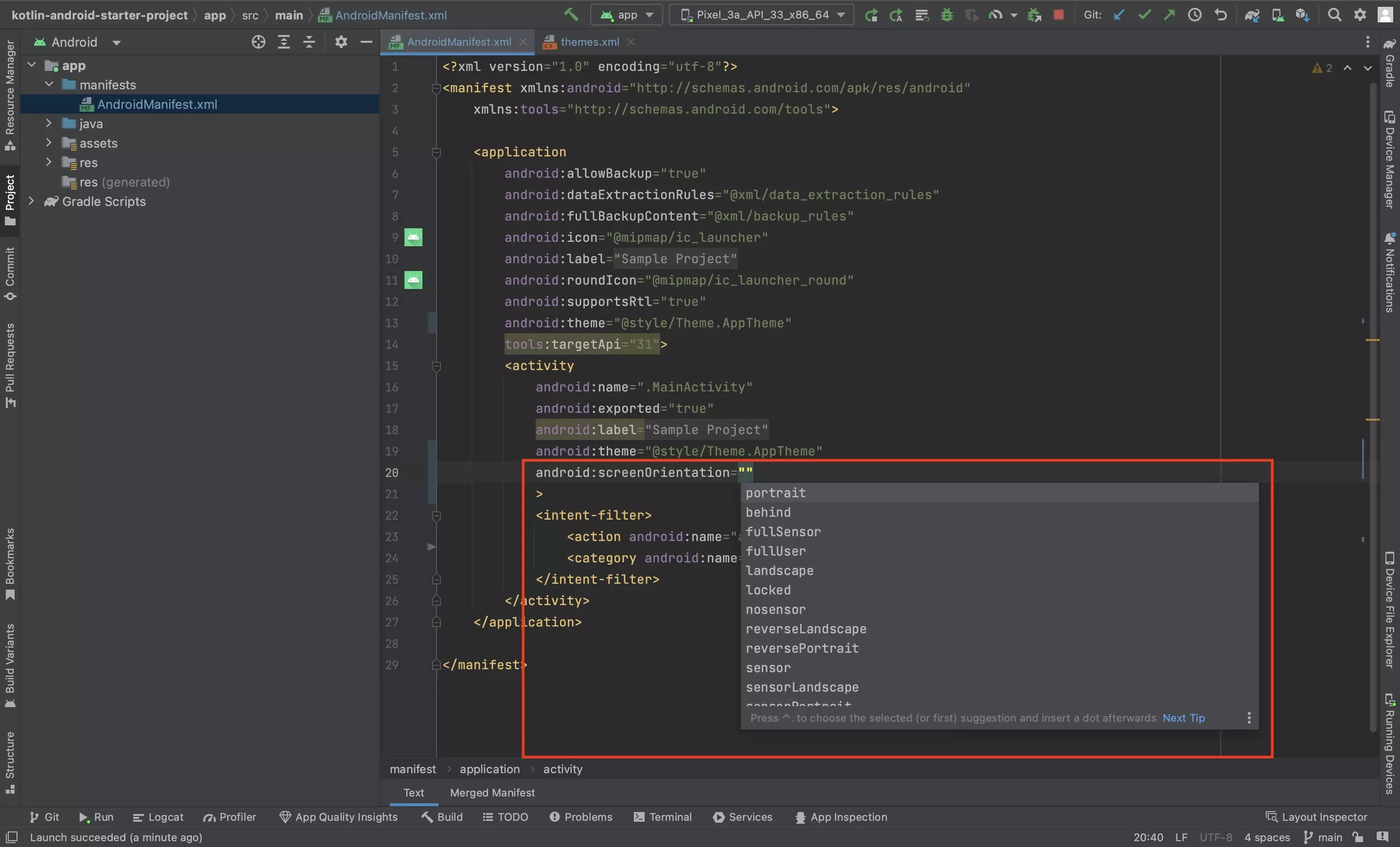 How To Lock An Android Apps Orientation In Android Studio